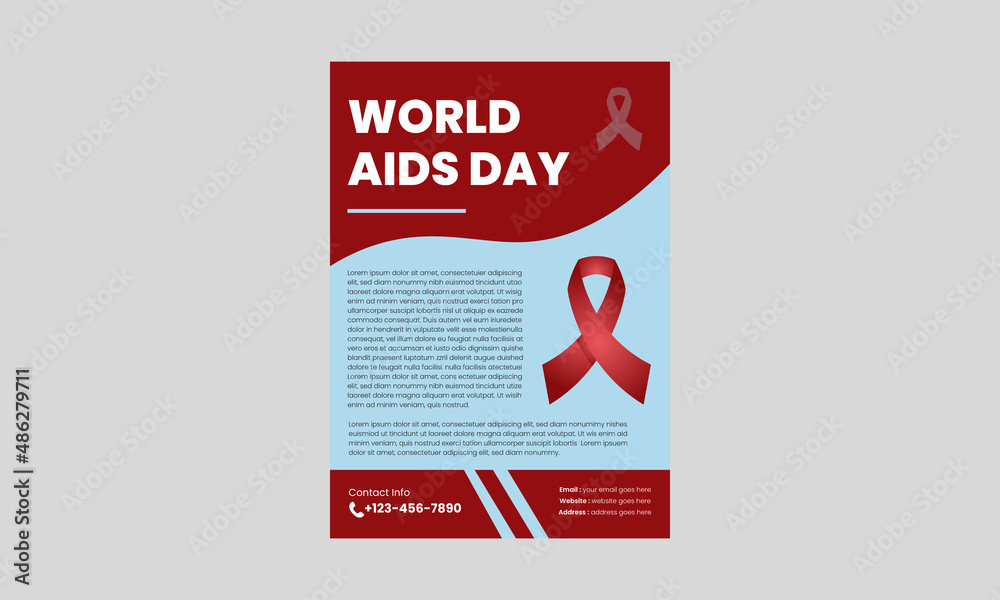 World AIDS Day or HIV Virus Poster or Flyer Design Template. HIV or ...