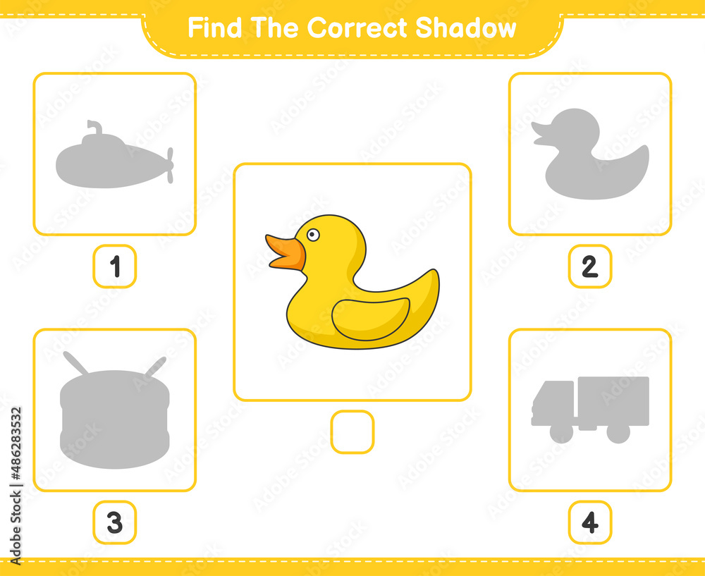 Find the correct shadow. Find and match the correct shadow of Rubber ...