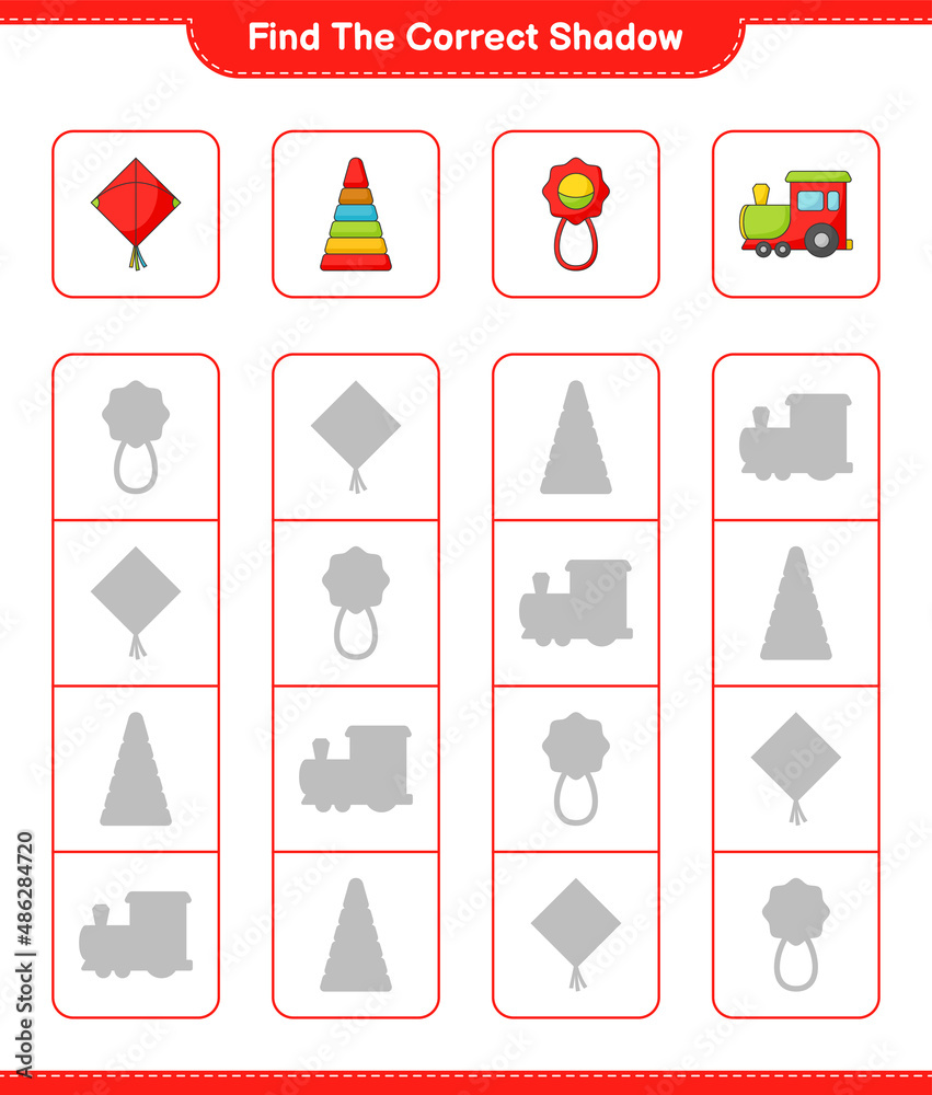 Find the correct shadow. Find and match the correct shadow of Pyramid ...