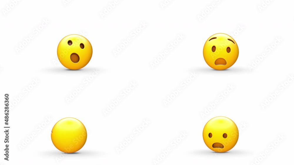 Set of Surprised Emoji Loop and transparent background in alpha 32bit ...