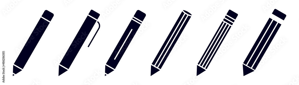 Pencil icon set. Pencil icon in glyph. Edit symbol in vector. Pen sign ...