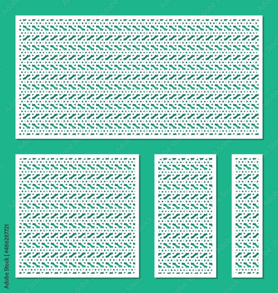 Set of panels with a floral pattern. Stencils, lattice of square ...