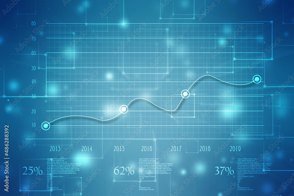 Business Growth graph on technology background, Futuristic raise arrow ...