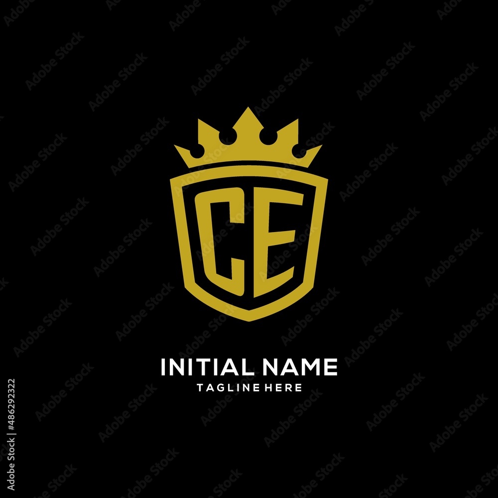Initial CE logo shield crown style, luxury elegant monogram logo design ...