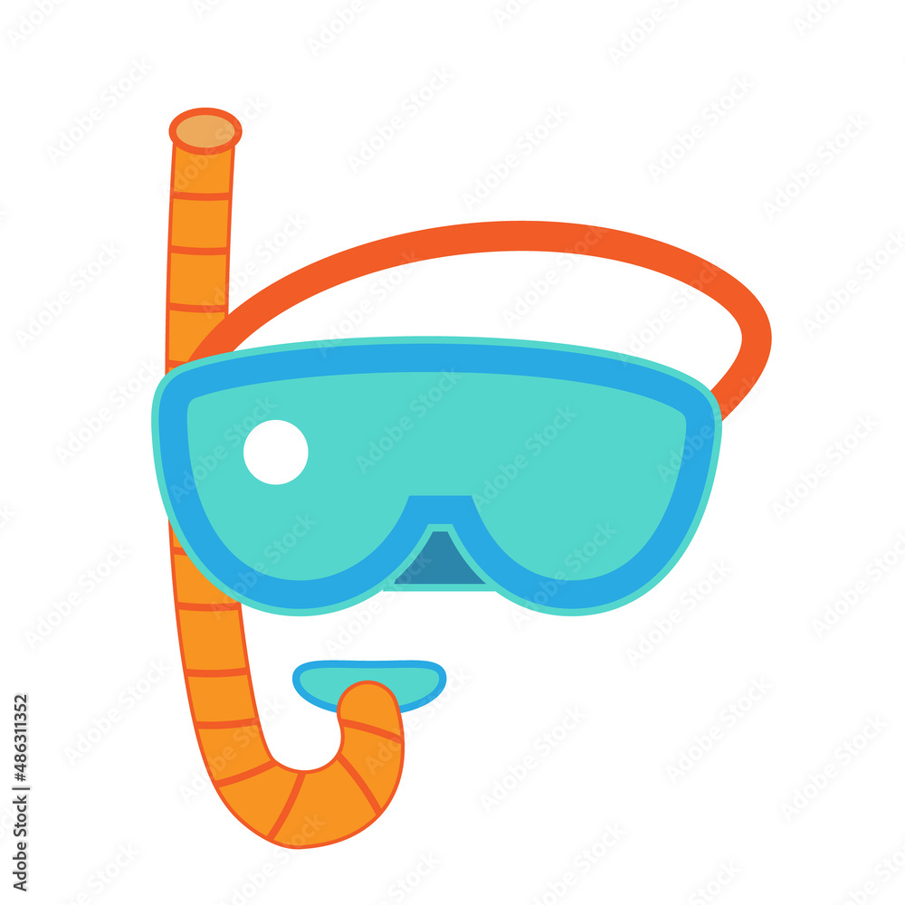 Cartoon Scuba diving mask and snorkel. Vector illustration Stock Vector ...