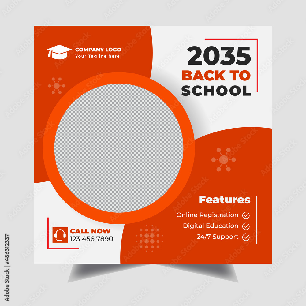 Back to School Social Media Template Stock Vector | Adobe Stock