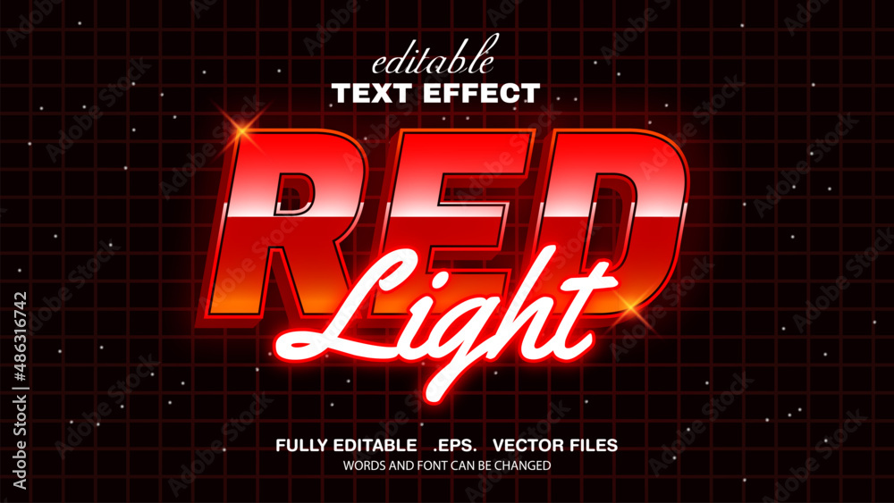 3d editable text effect red light theme premium vector Stock Vector ...