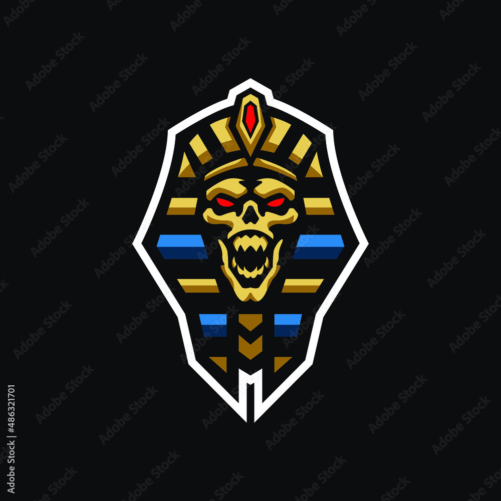 Pharaoh esport mascot logo design. Skull pharaoh head mascot logo ...