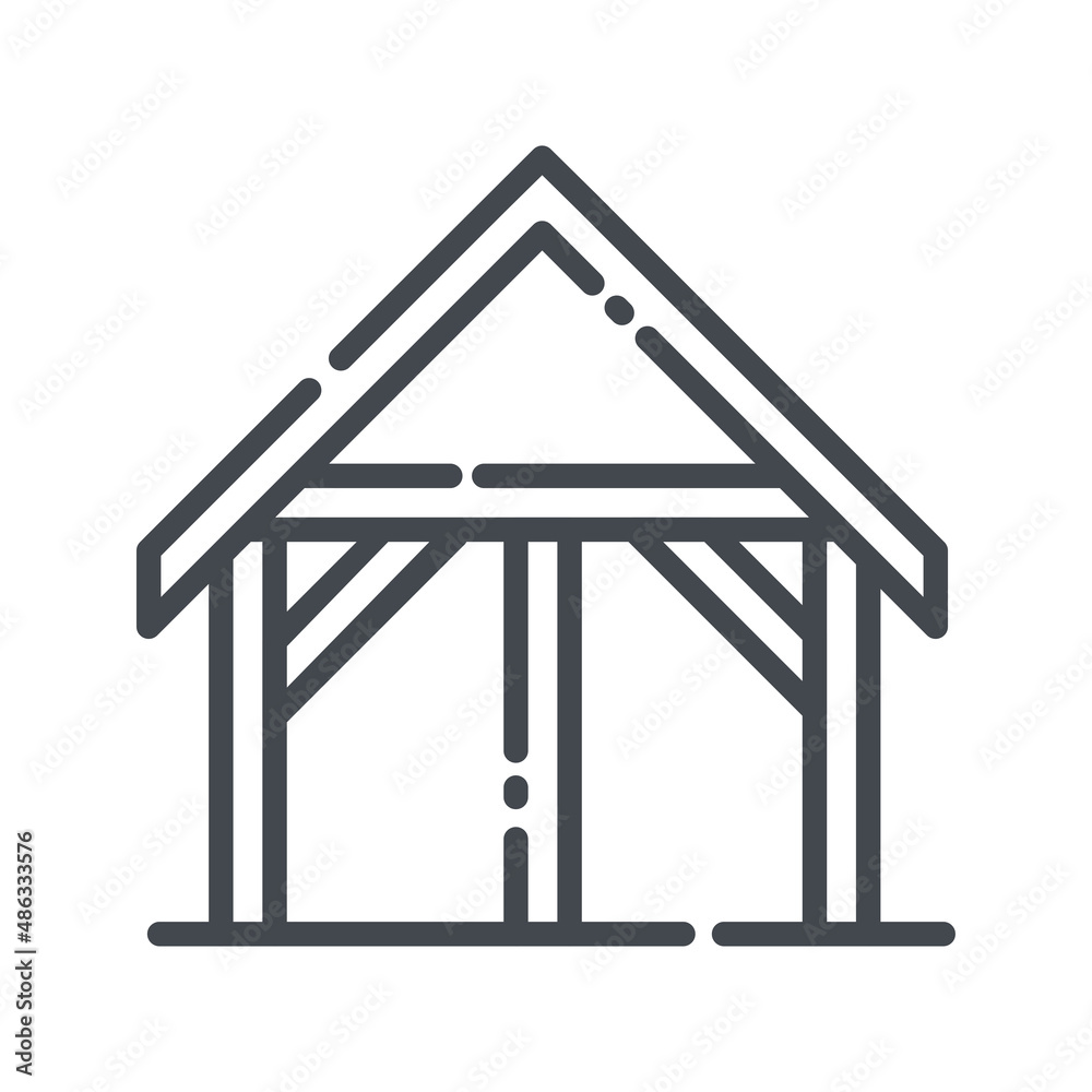 Construction frame line icon side view isolated on white transparent ...