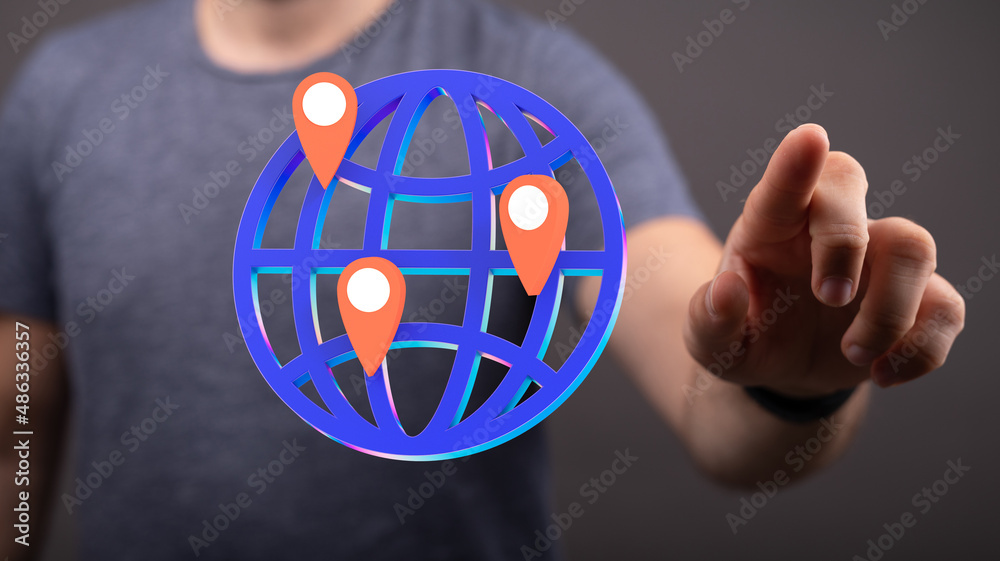 World map with satellite data connections. Connectivity across the ...