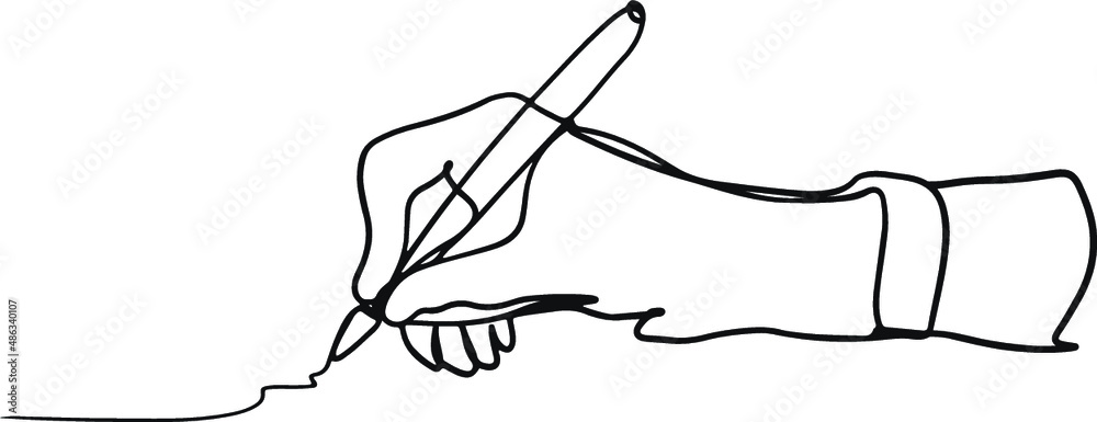 Vetor de Continuous line drawing of hand drawing a line. Vector ...