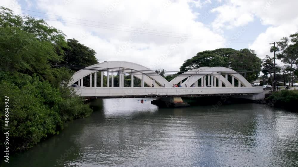 rainbow bridge, bridge, hawaii, oahu, haleiwa, hale'iwa, drone, arial ...