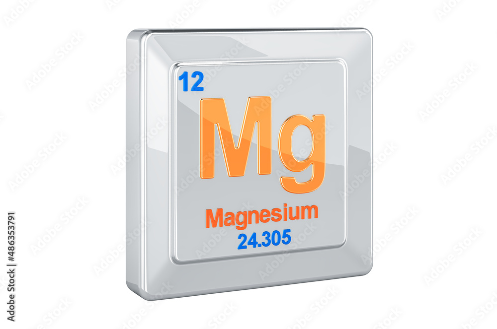 Magnesium, Mg chemical element sign. 3D rendering Stock Illustration ...