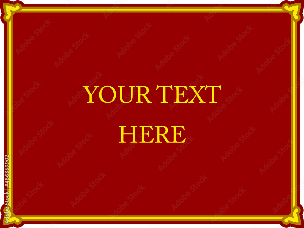 Red and gold border frame board. Vector simple rectangular billboard ...