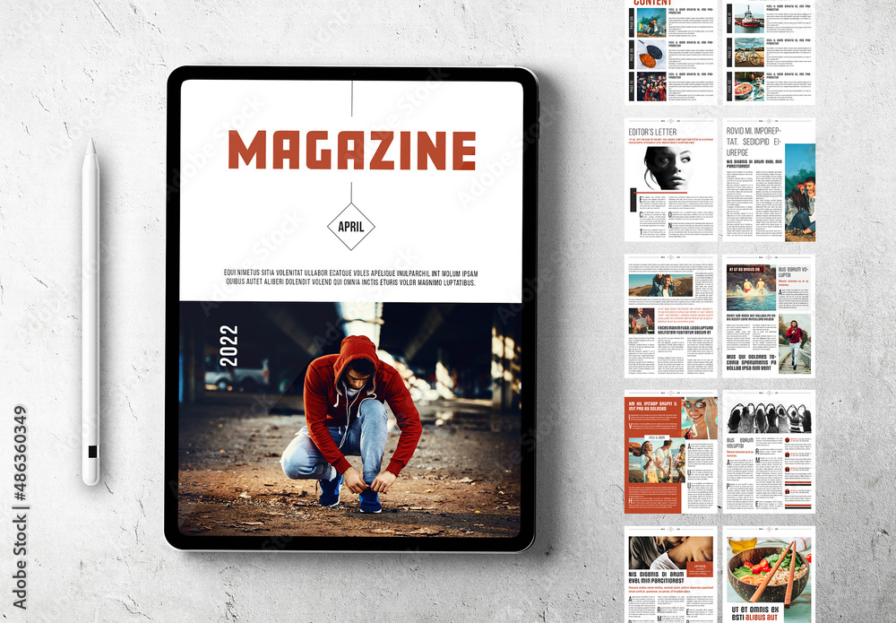 E Magazine Layout Stock Template | Adobe Stock