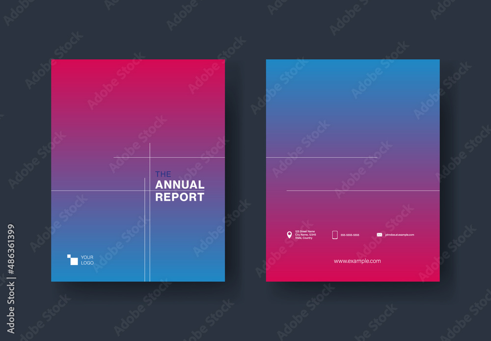 Pink Blue Gradient Report Cover Stock Template | Adobe Stock