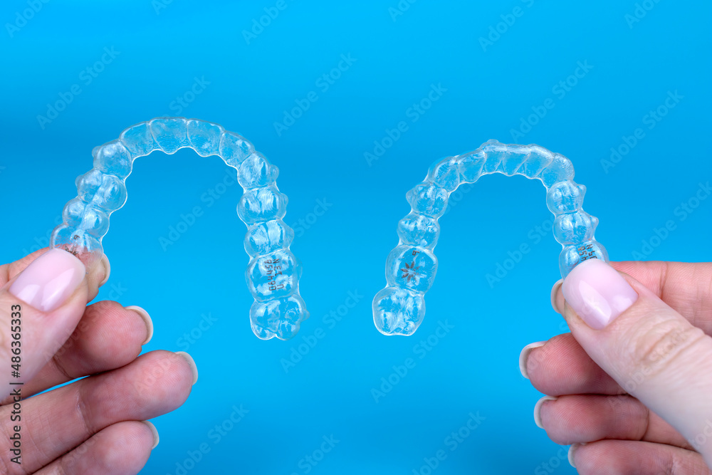 Transparent invisible brackets invisalign braces. Female caucasian ...
