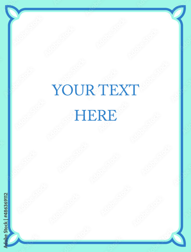 Blue border frame page. Vector background. Simple rectangular billboard ...
