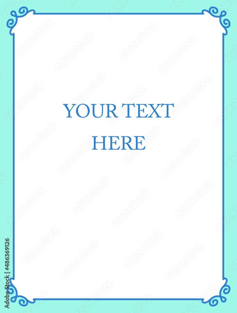 Blue border frame page. Vector background. Simple rectangular billboard ...