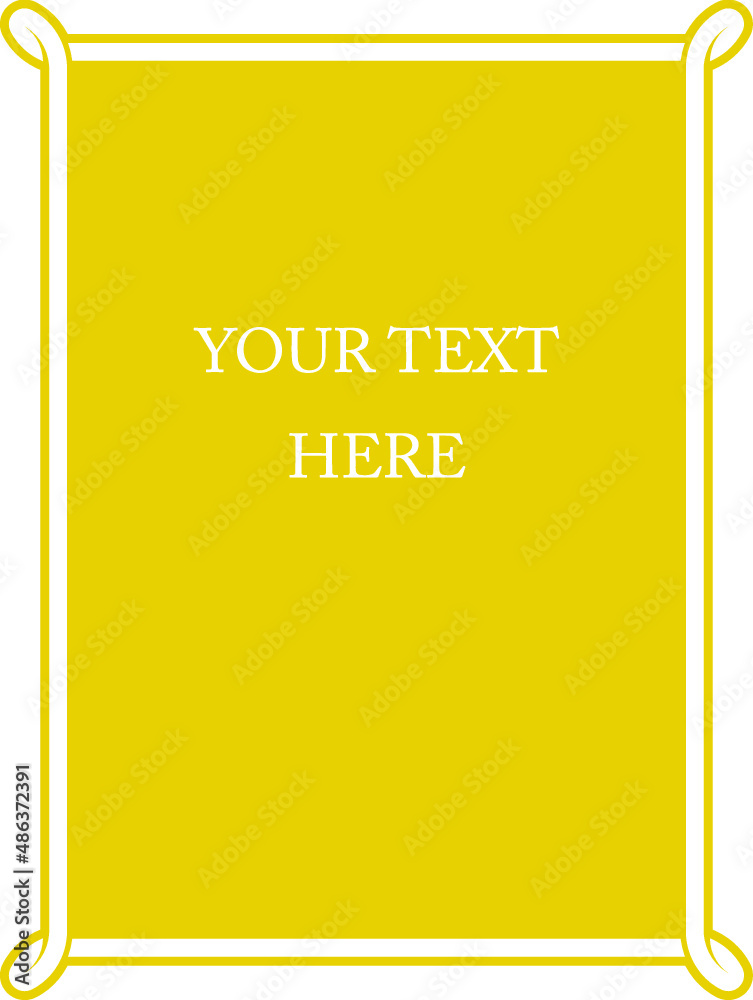 Yellow border frame book page. Vector background. Simple rectangular ...