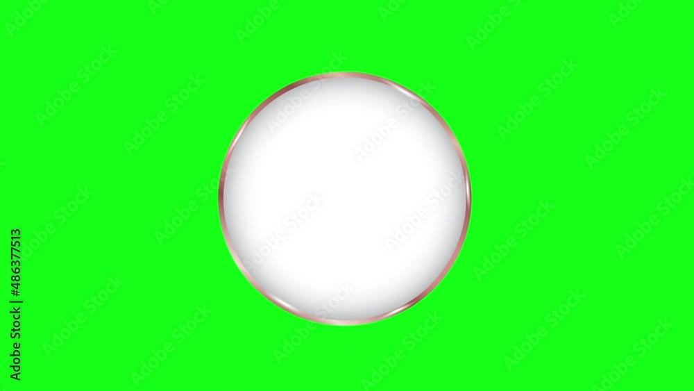 Rose Gold, bronze round animated frame isolated on Green Chroma key ...