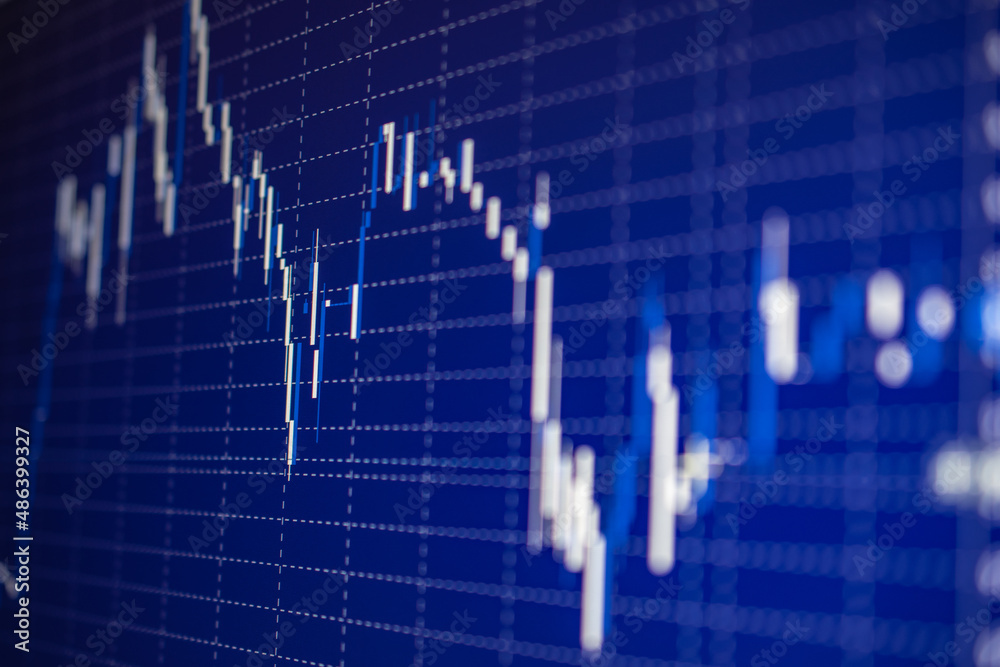 Display of quotes pricing graph visualization under blue background ...