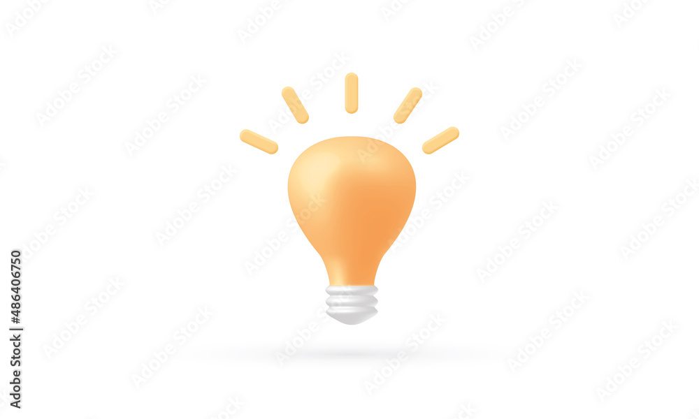 Cartoon glowing lightbulb icon, 3d render illustration Stock Vector ...