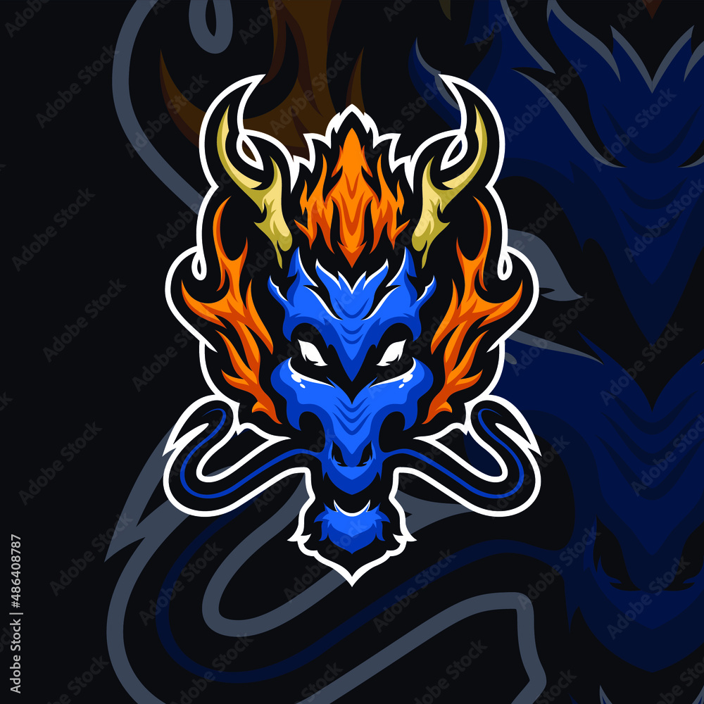 Blue dragon masscot logo esport premium vector Stock Vector | Adobe Stock