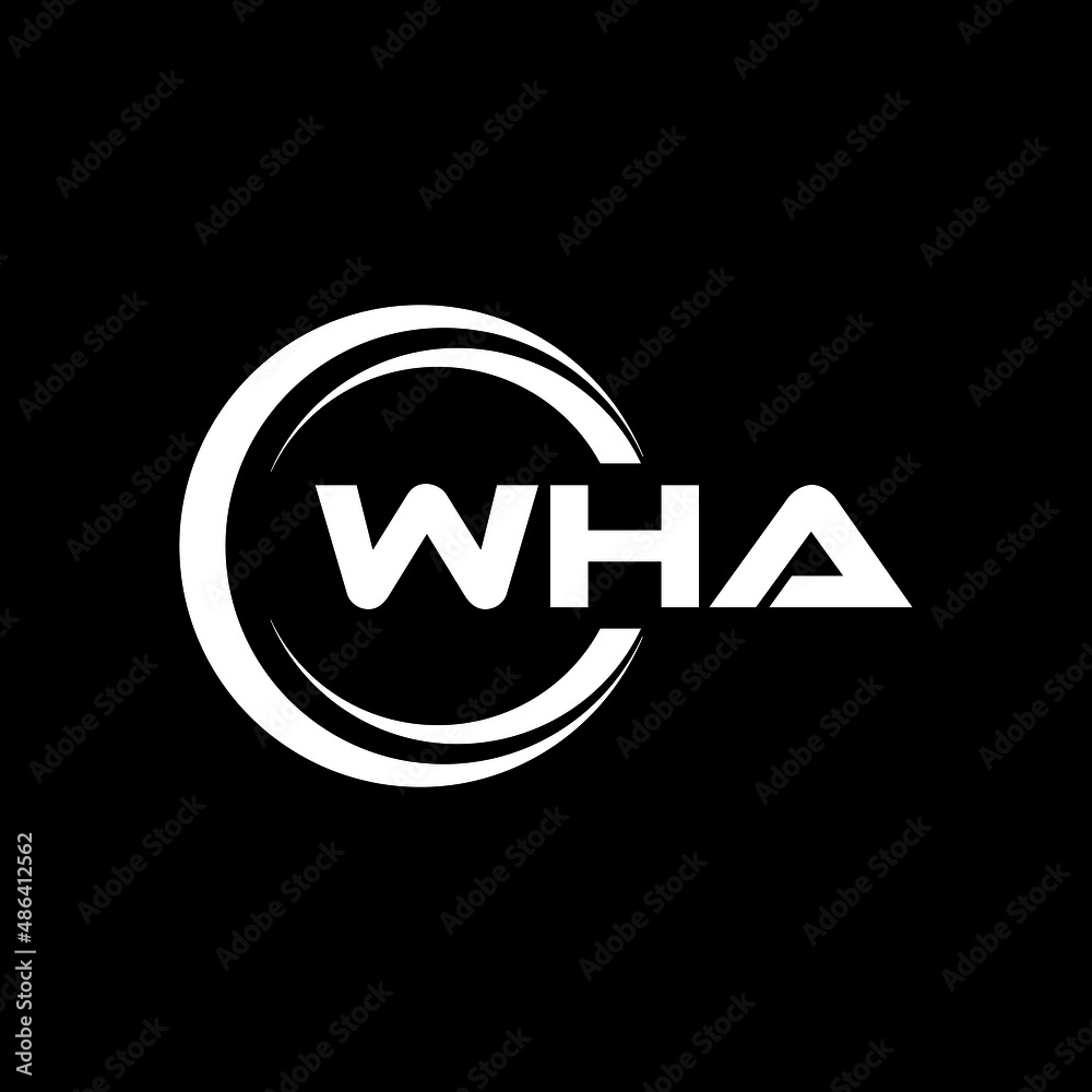 WHA letter logo design with black background in illustrator, vector ...