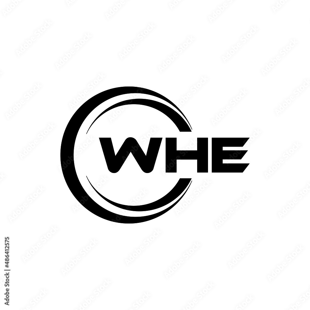 WHE letter logo design with white background in illustrator, vector ...
