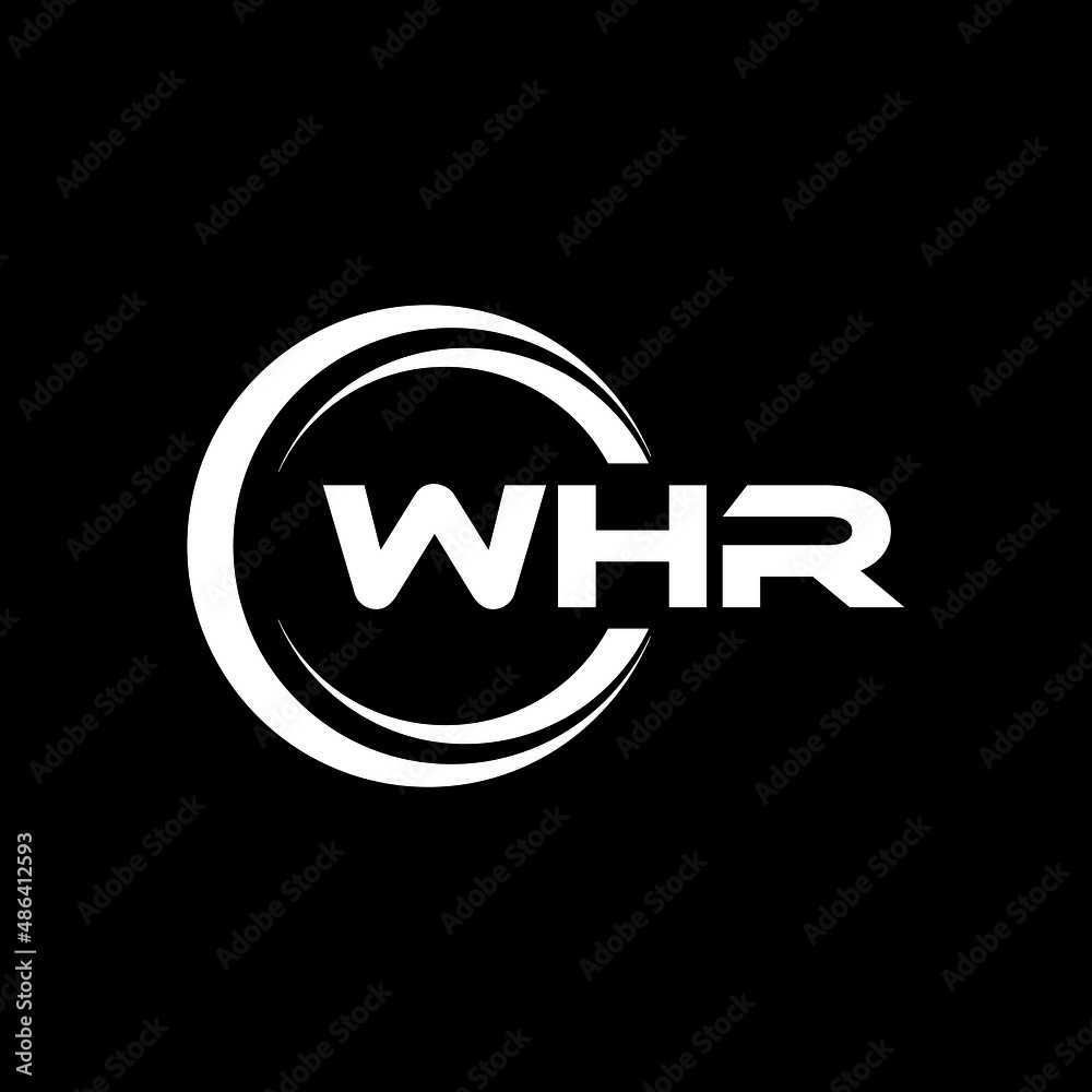 WHR letter logo design with black background in illustrator, vector ...