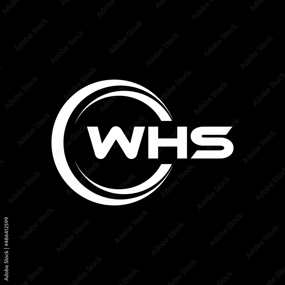 WHS letter logo design with black background in illustrator, vector ...