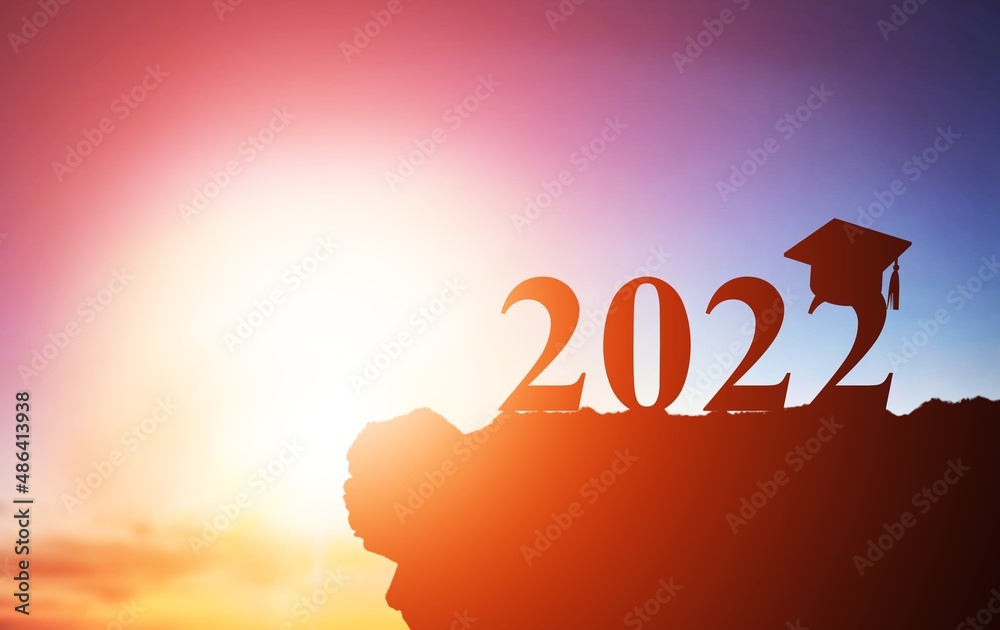 Silhouette Graduation hat and numbers in 2022 years, education ...