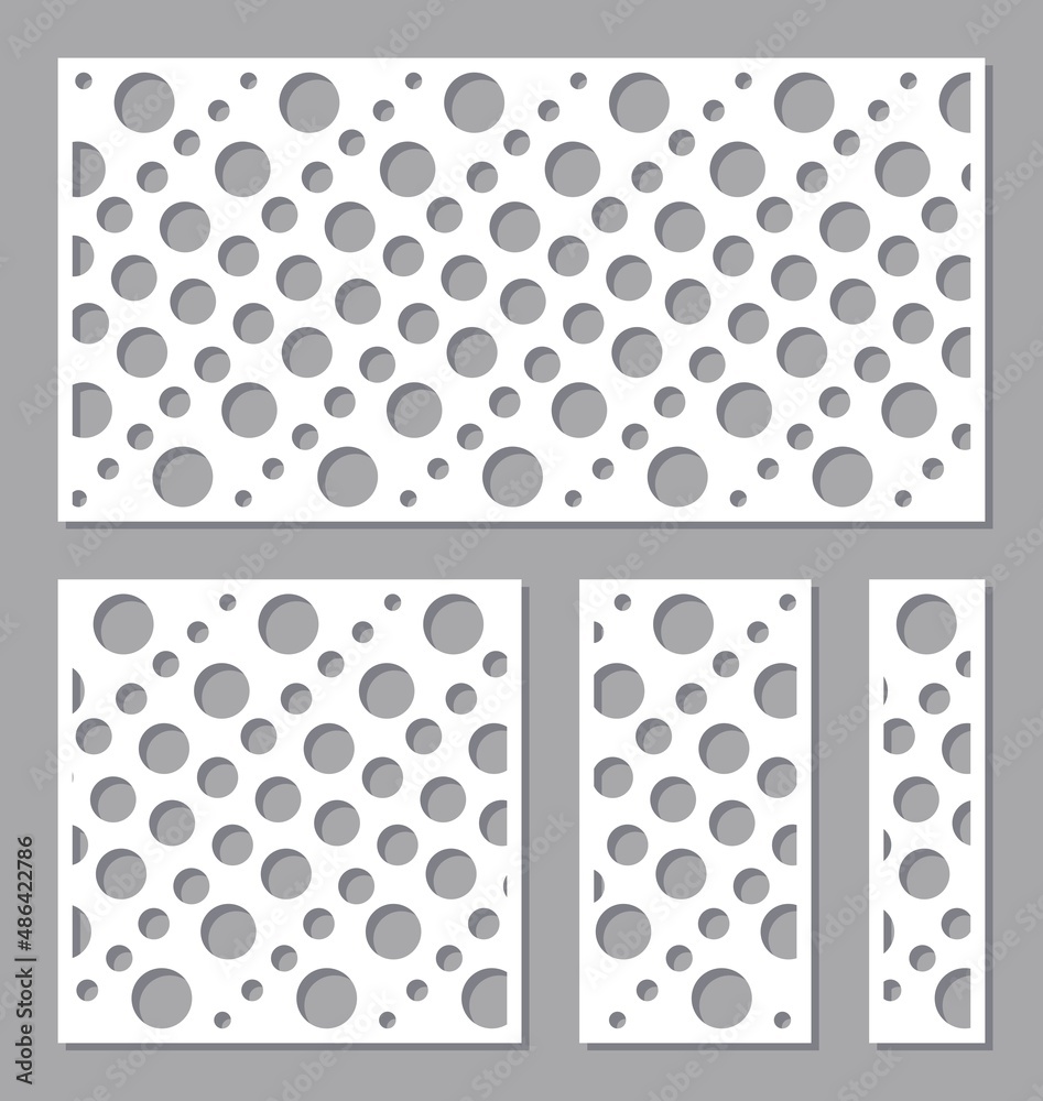 Set of panels with a circle geometric pattern. Stencils, lattice of ...
