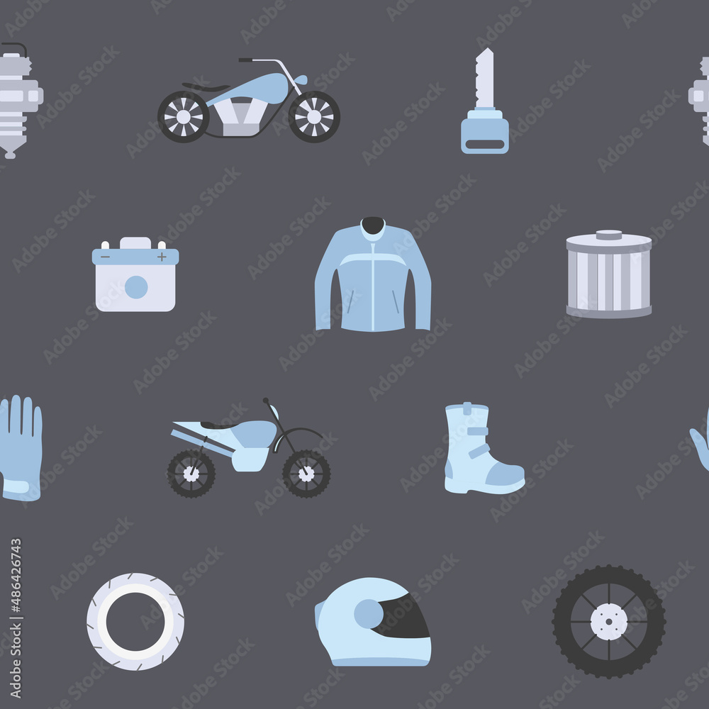 Moto - Vector color background (seamless pattern) of motorcycle, engine ...