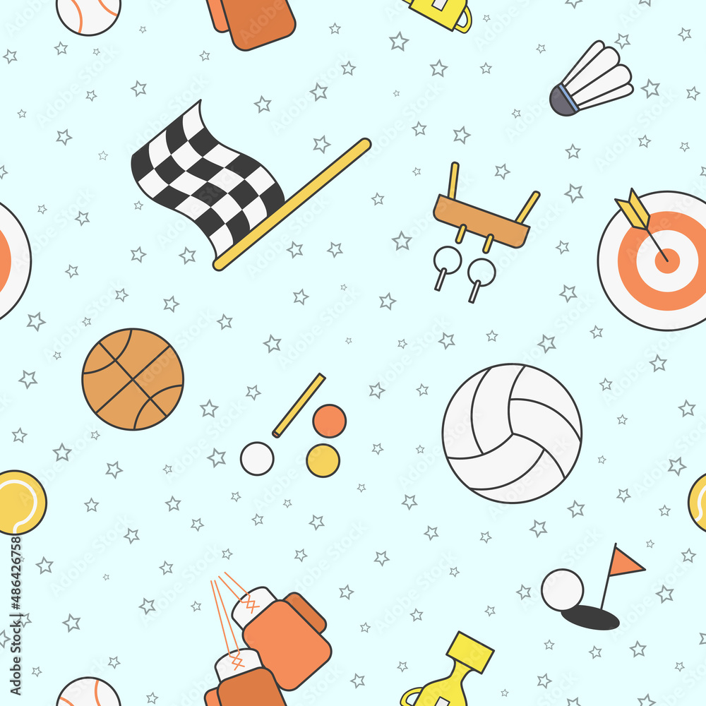Sport - Vector color background (seamless pattern) of symbols type of ...