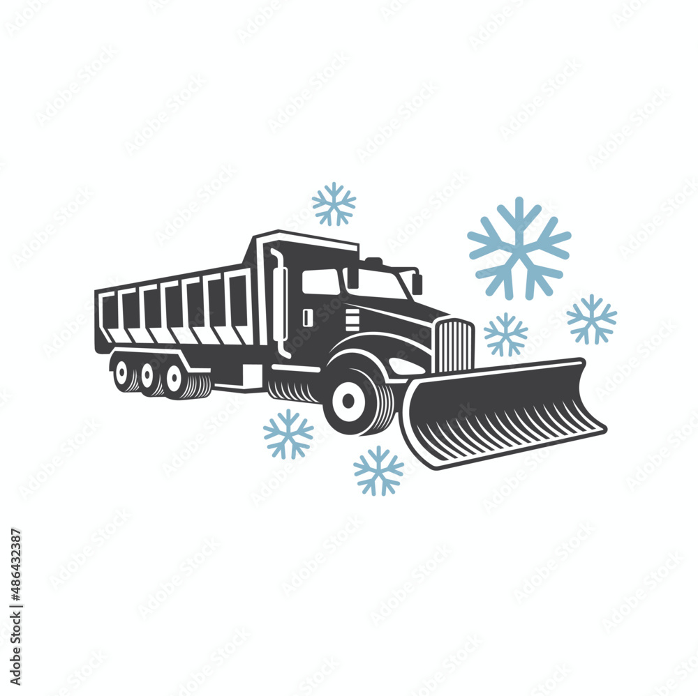 snow plow truck illustration, vector art. Stock Vector | Adobe Stock