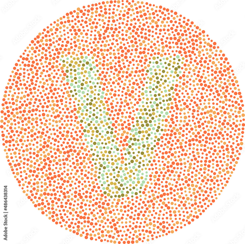 Letter V red and green color blindness test card Stock Vector | Adobe Stock