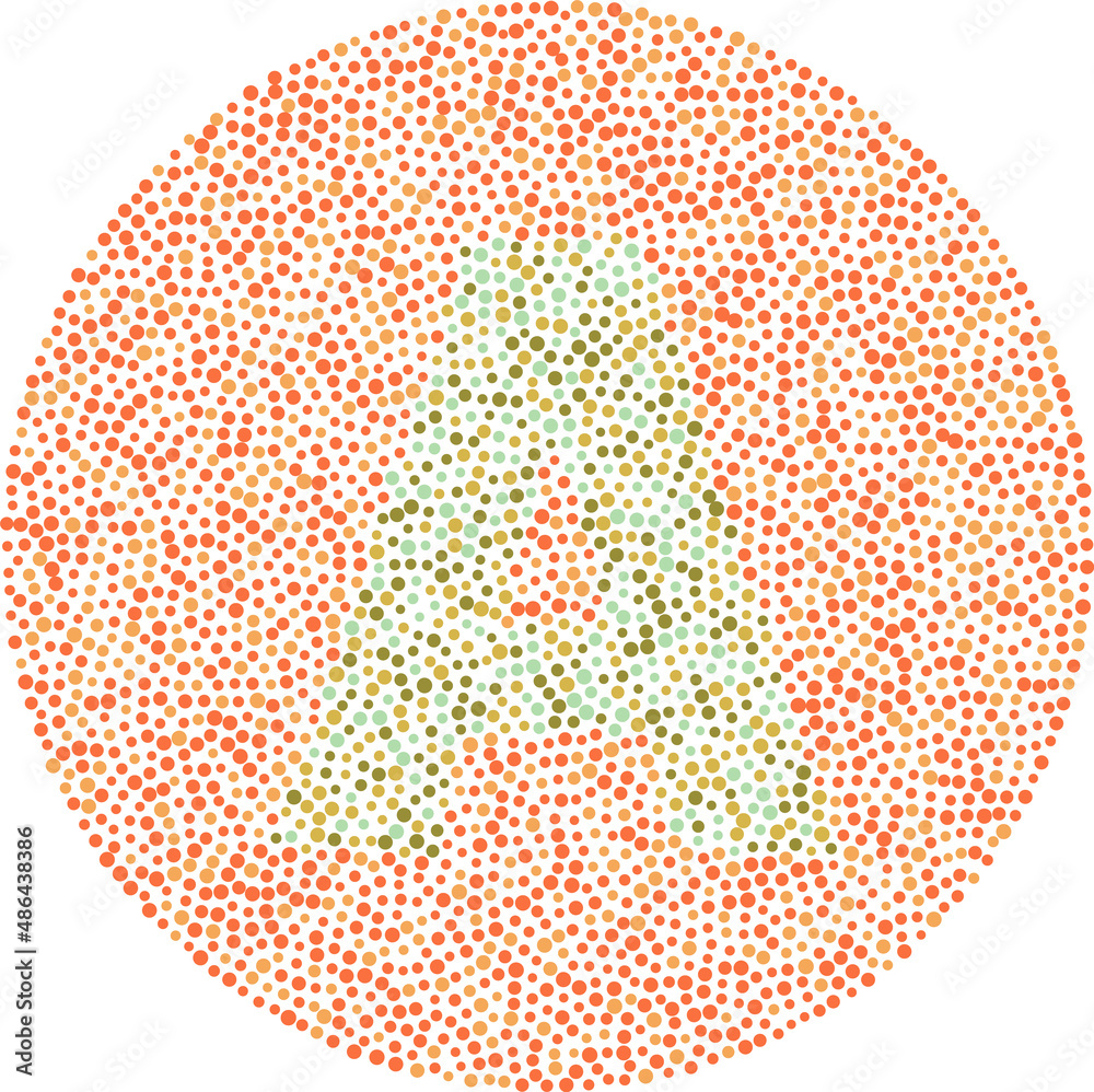 Fotografía Letter A red and green color blindness test card ...