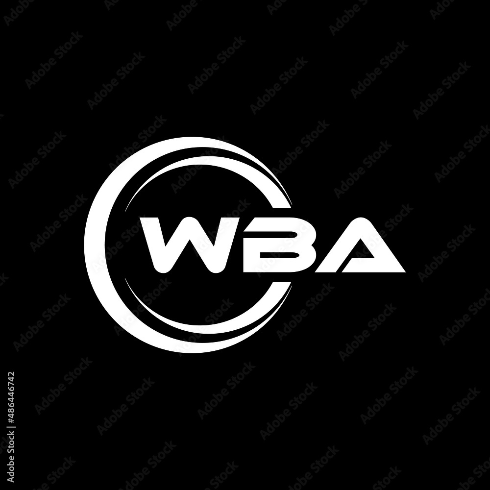 WBA letter logo design with black background in illustrator, vector ...