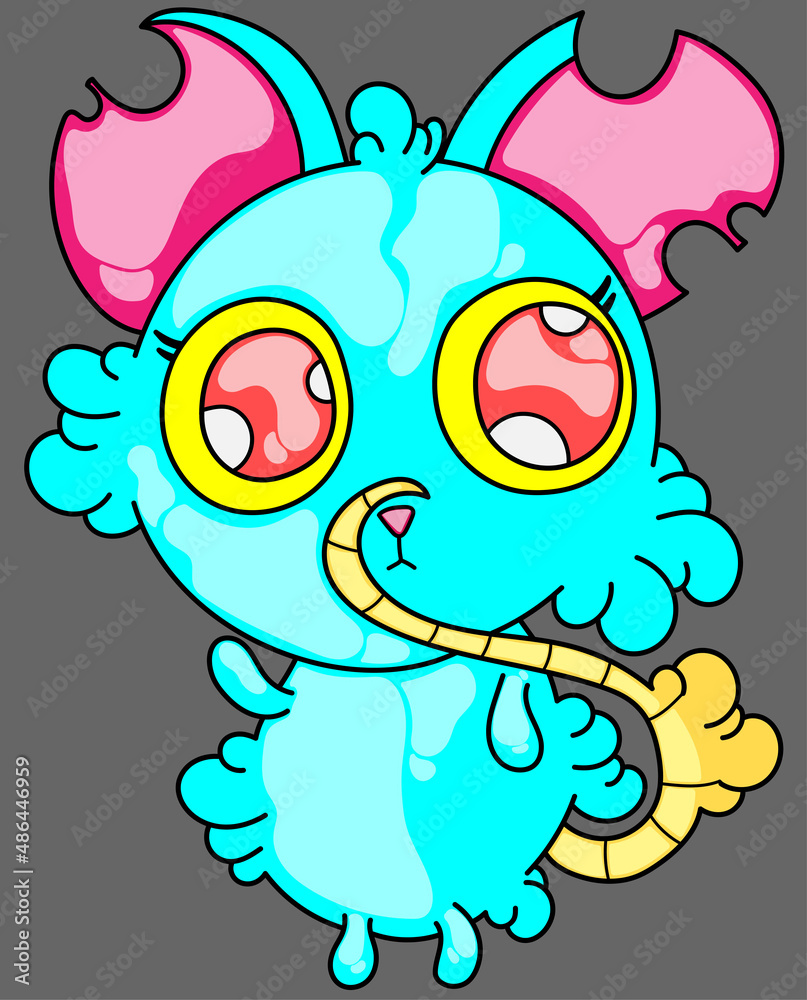 cartoon blue mouse with hollow ears and long tail Stock Vector | Adobe ...