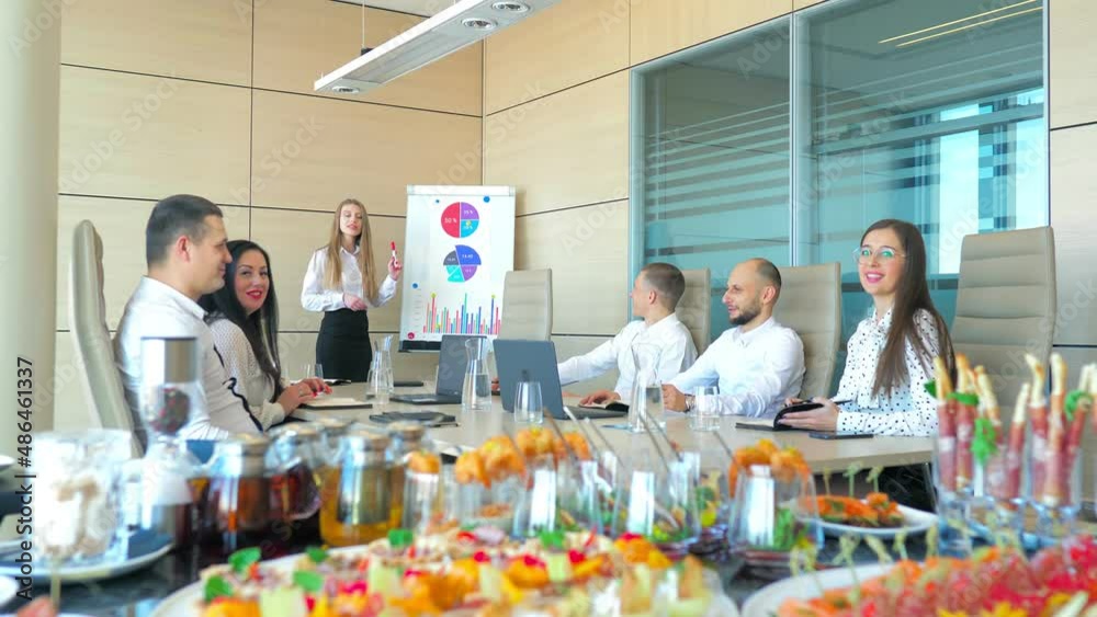 Catering business buffet.Business lunch.Beautifully decorated table ...