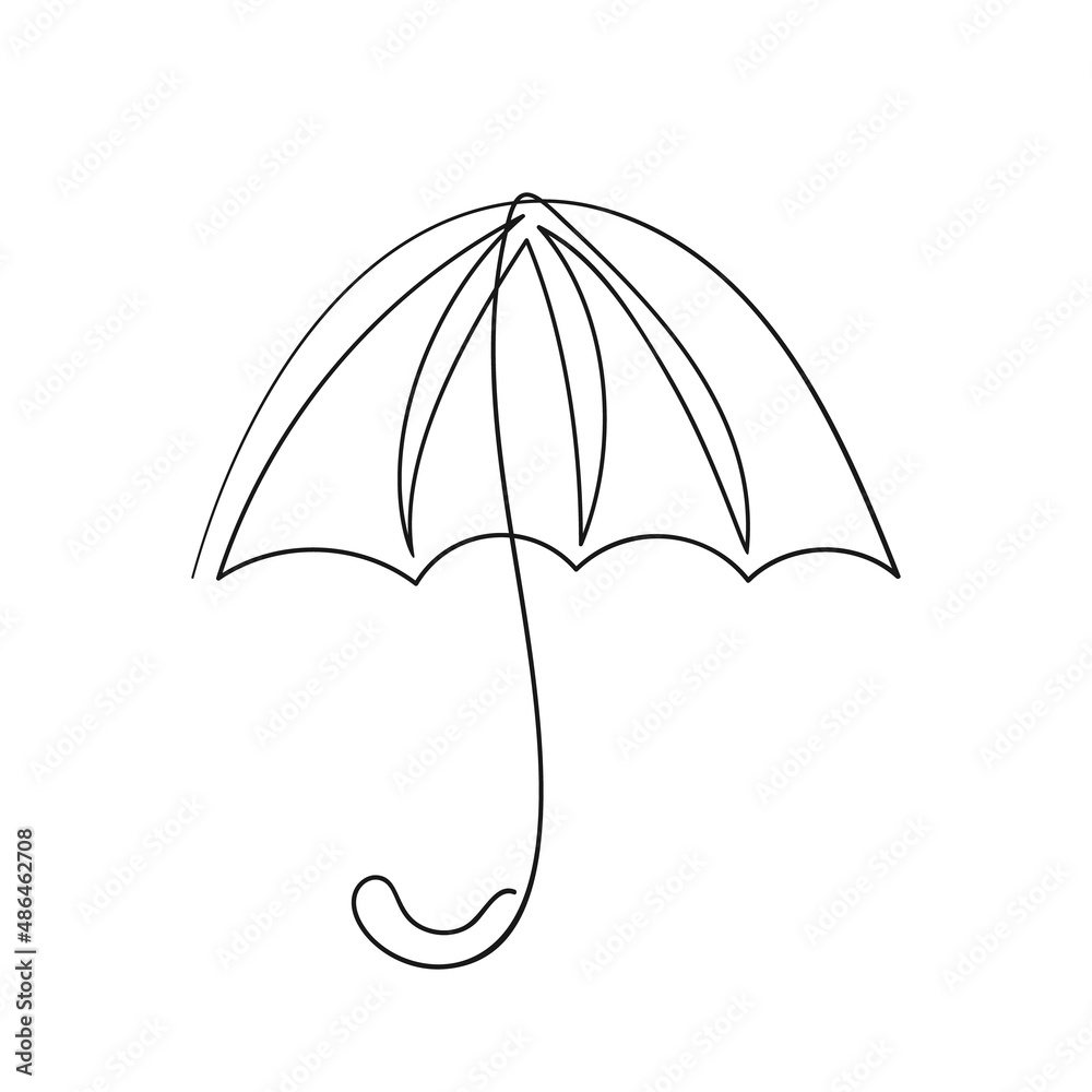 Umbrella line drawing continuous thin line, Single line art simple ...