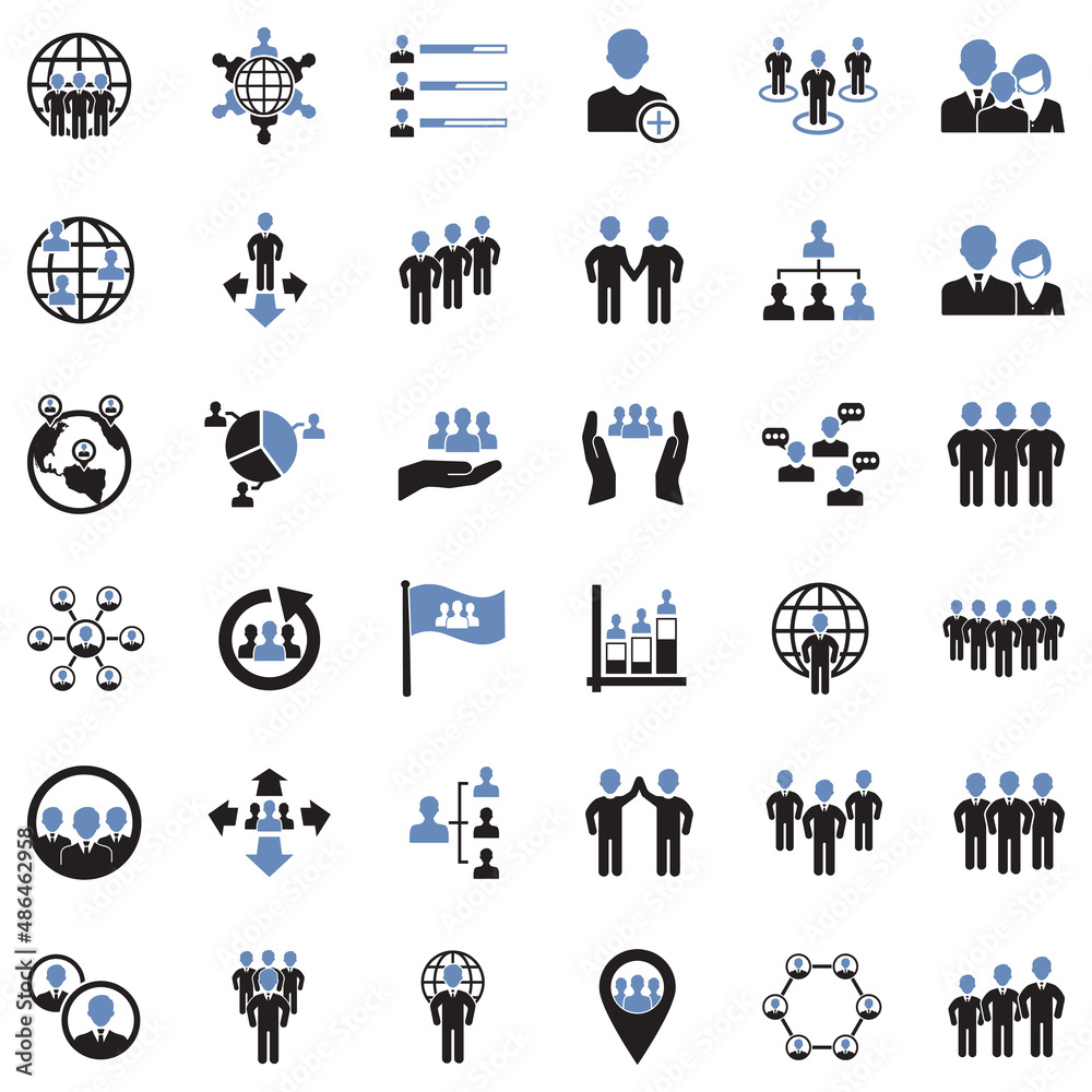Population Icons. Two Tone Flat Design. Vector Illustration. Stock ...