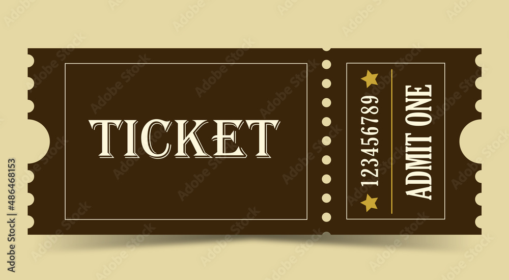 Vector vintage ticket. Cinema, theater, concert, play, party, event, festival ticket realistic ...