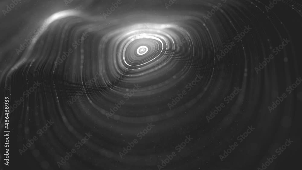 Abstract Digital Concentric Rings And Data Lines Loop/ 4k animation of ...