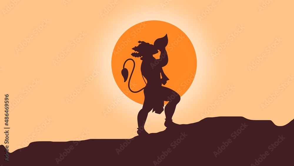 Silhouette of hindu god Hanuman Stock-Illustration | Adobe Stock