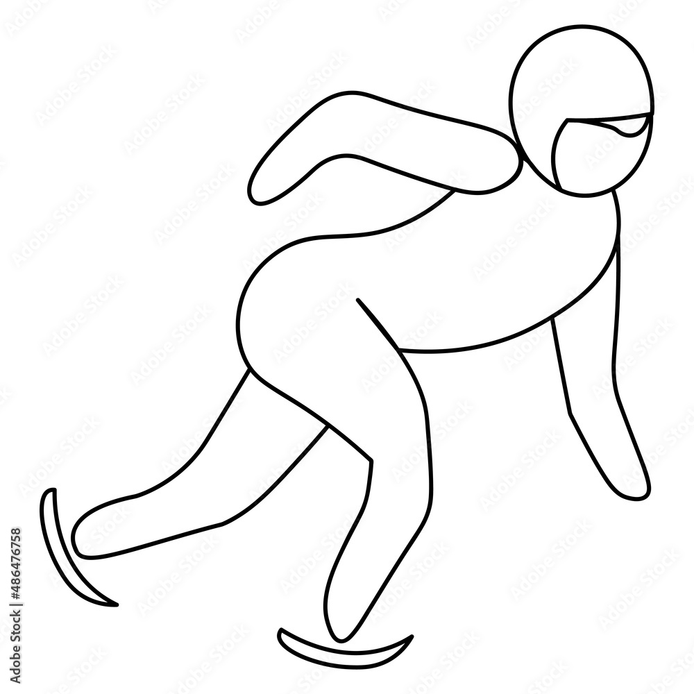 Short track. Sketch. The athlete moves in speed skating on ice for a ...