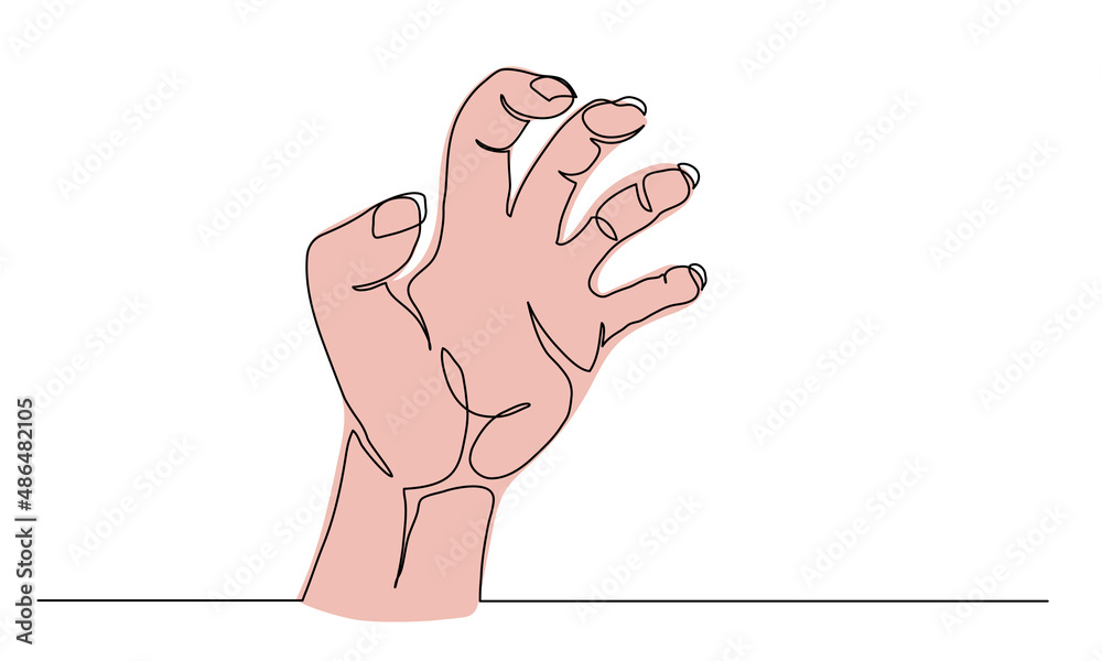 Scary arm, spooky arm gesture. One continuous line art drawing vector ...