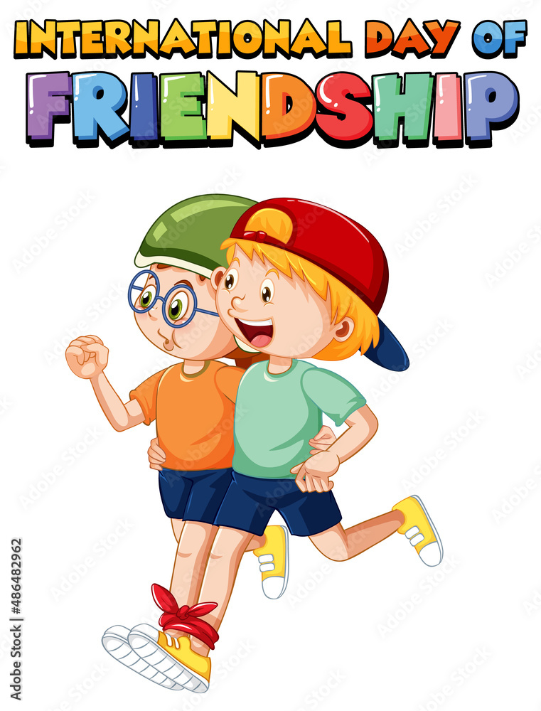 International day of friendship logo with children three legged race ...